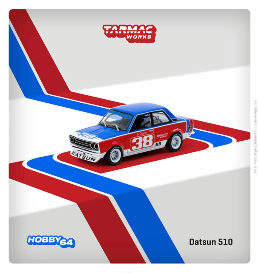 Коллекционная машинка Tarmac Works 1:64 Datsun 510 SCCA National Championship 1973 Red and Blue #38