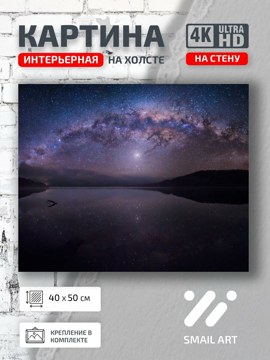 Картина на холсте интерьерная 40 на 50 на стену Млечный путь для студии атмосфера