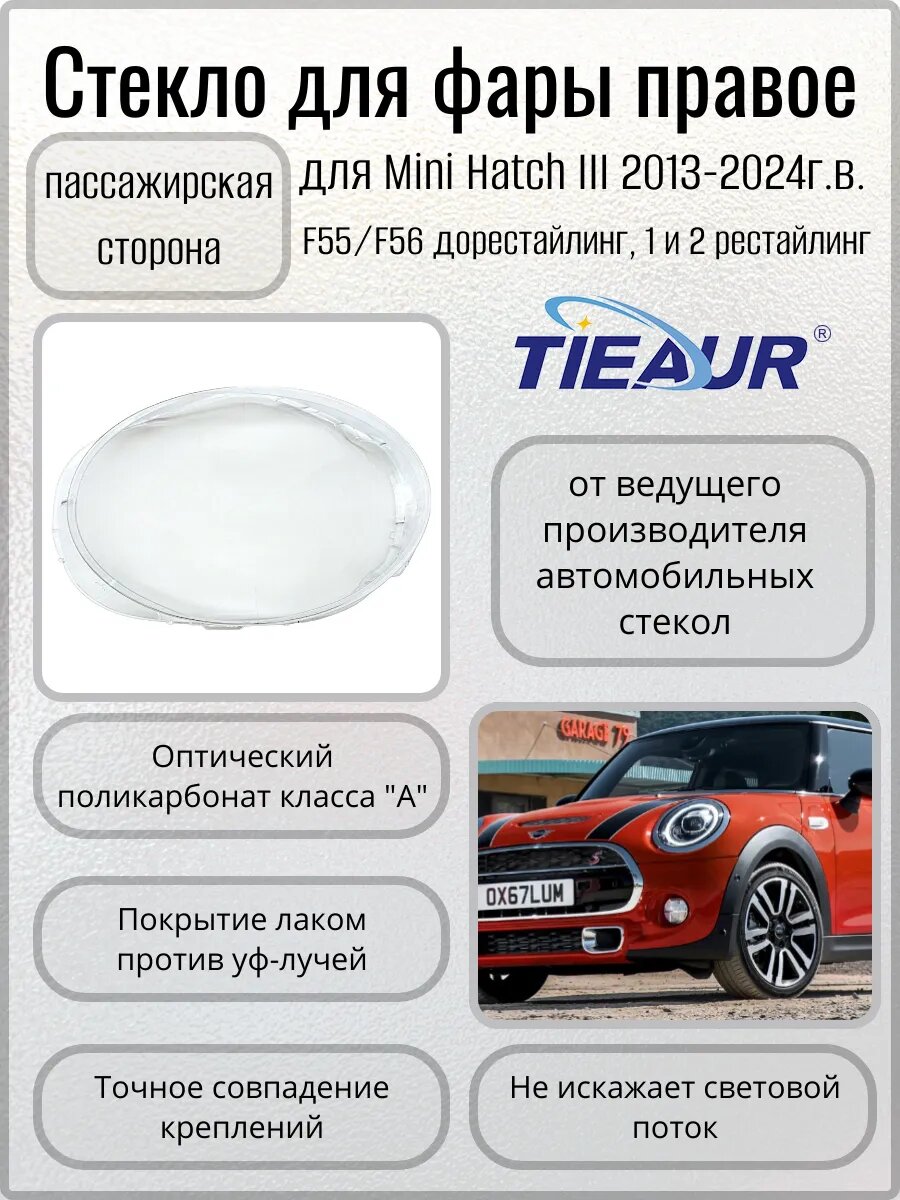 Стекло для правой фары Mini Hatch III 2013-2024 г.
