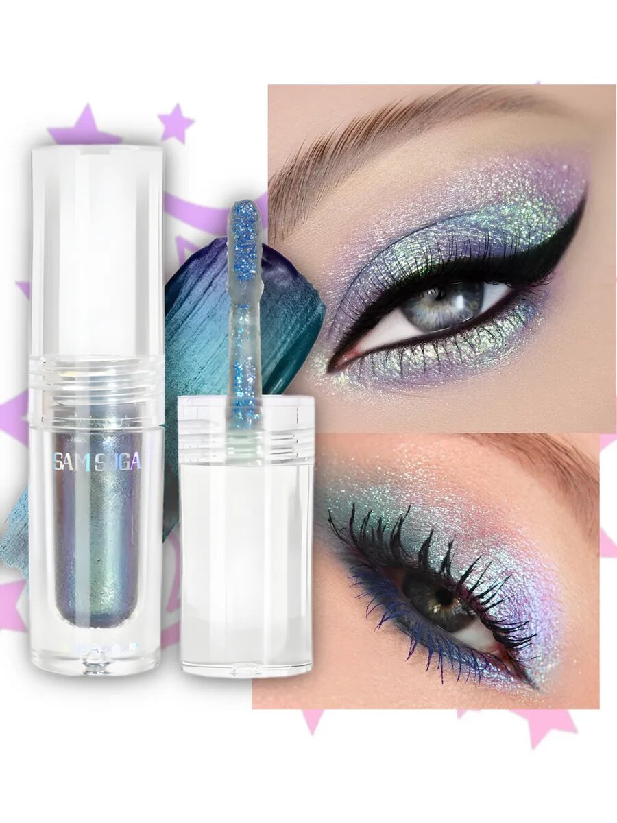 Тени пигмет синие глиттерные