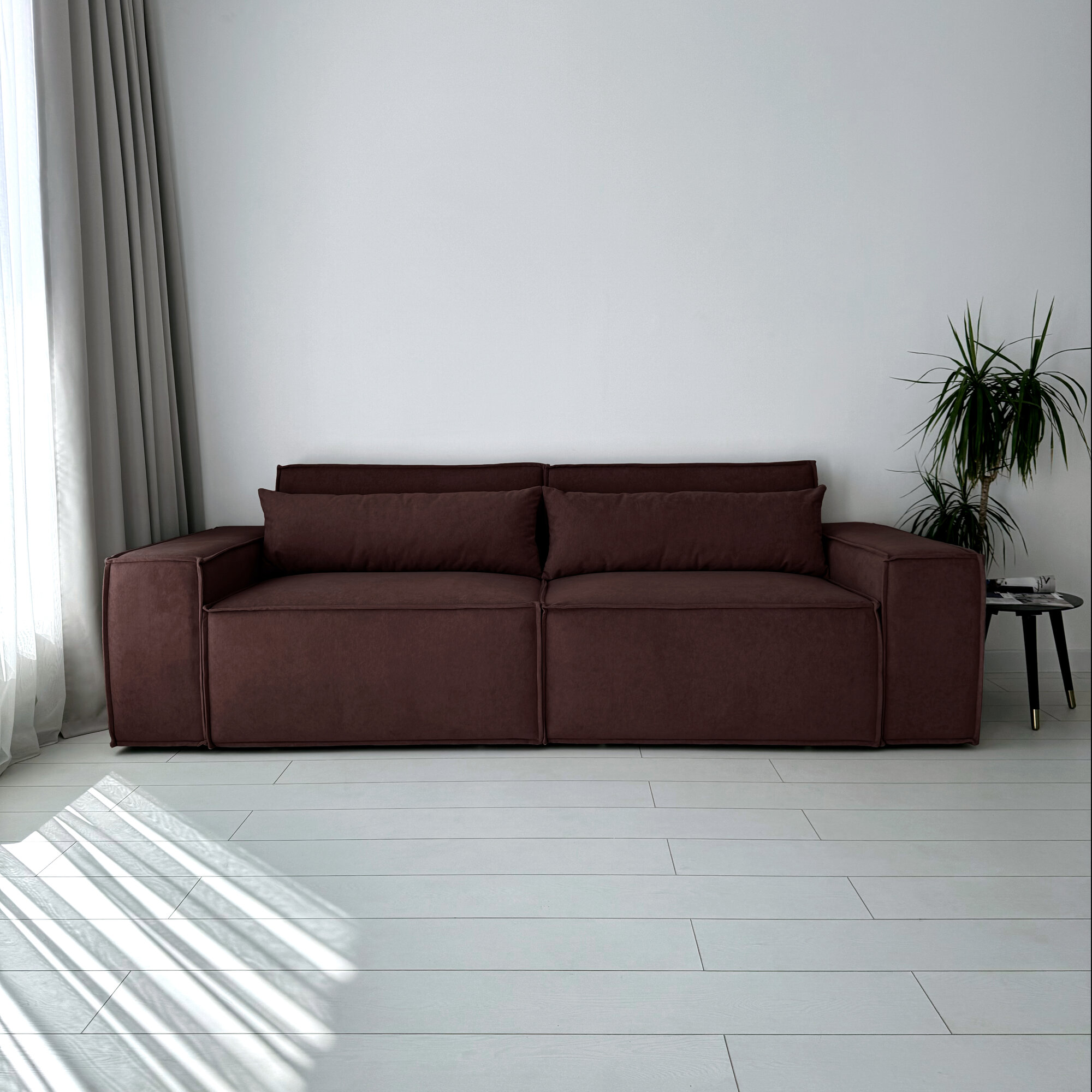 Чехол на диван-кровать Redsofa Пикассо прямой 260 см темно-коричневый Teddi.