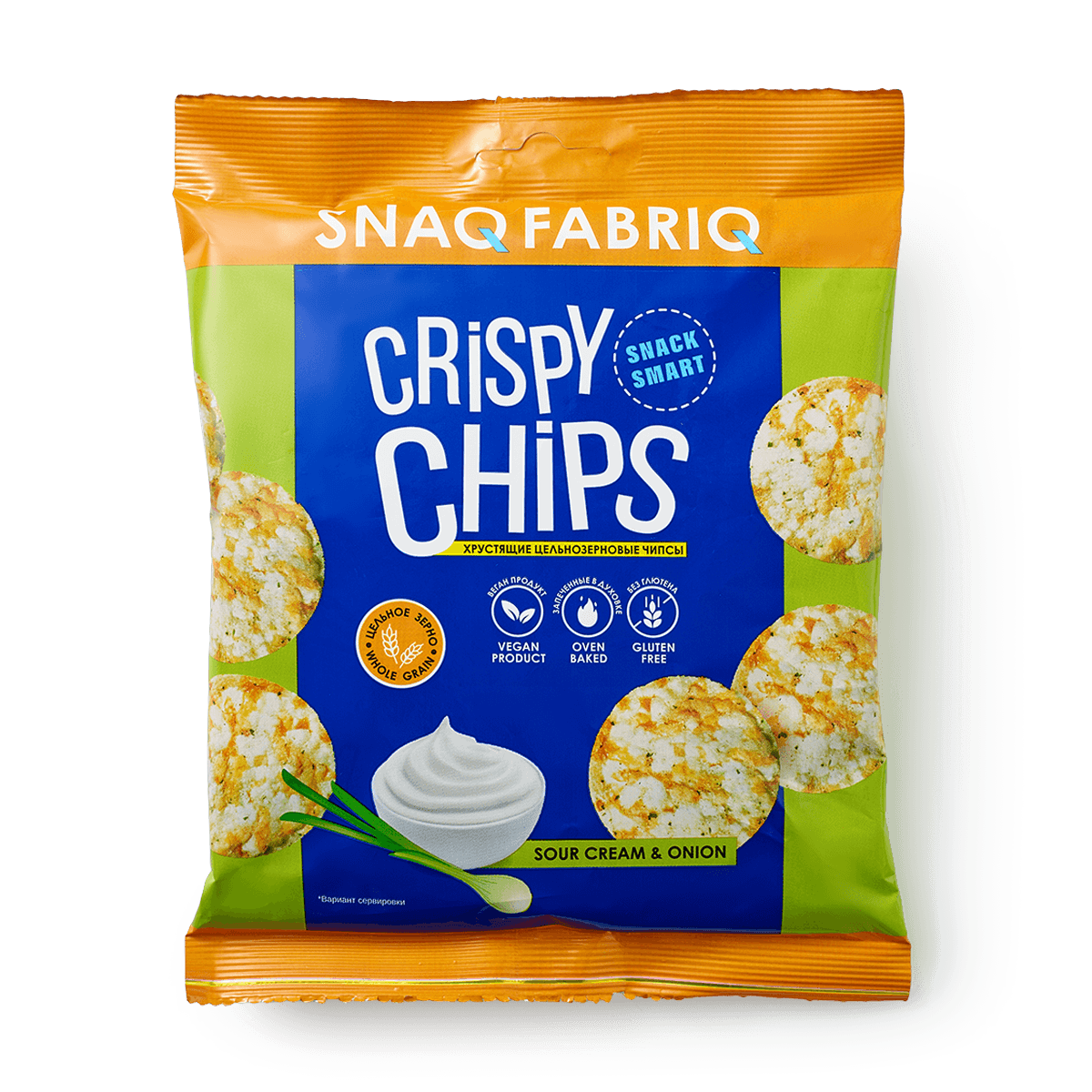 Чипсы Snaq Fabriq "Сметана-зеленый лук", цельнозерновые, 50 г