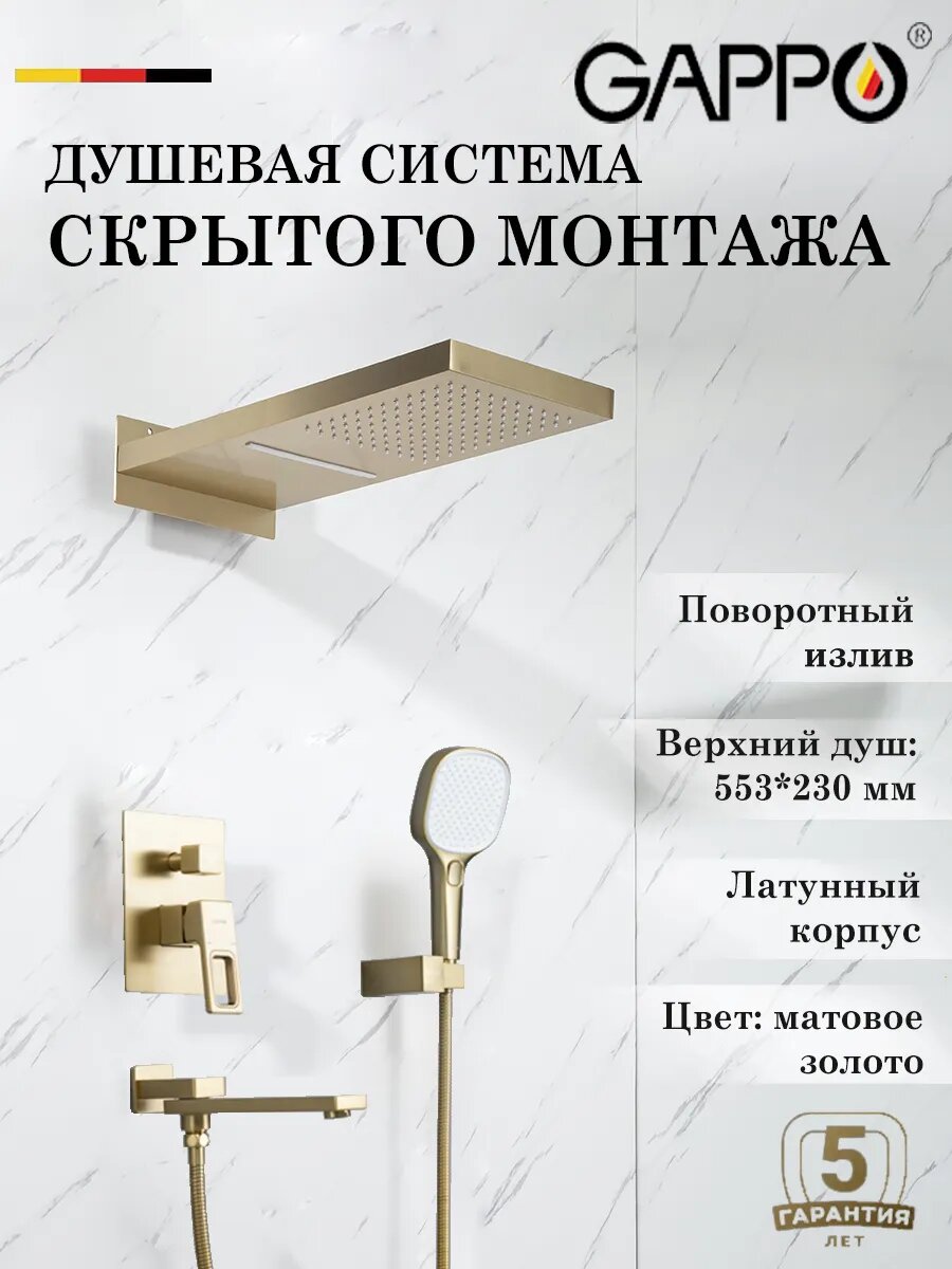 Душевая система скрытого монтажа встраиваемая Gappo G7117-73