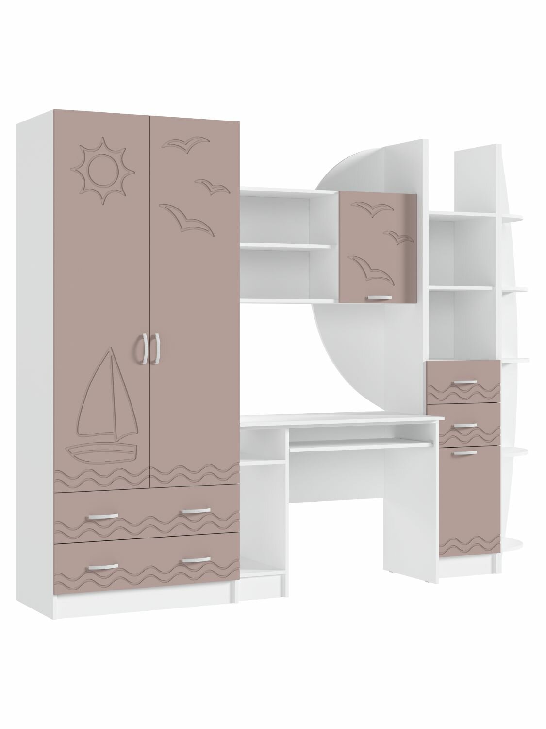 Юниор-2 Стенка (Шарли Pink/Белый)