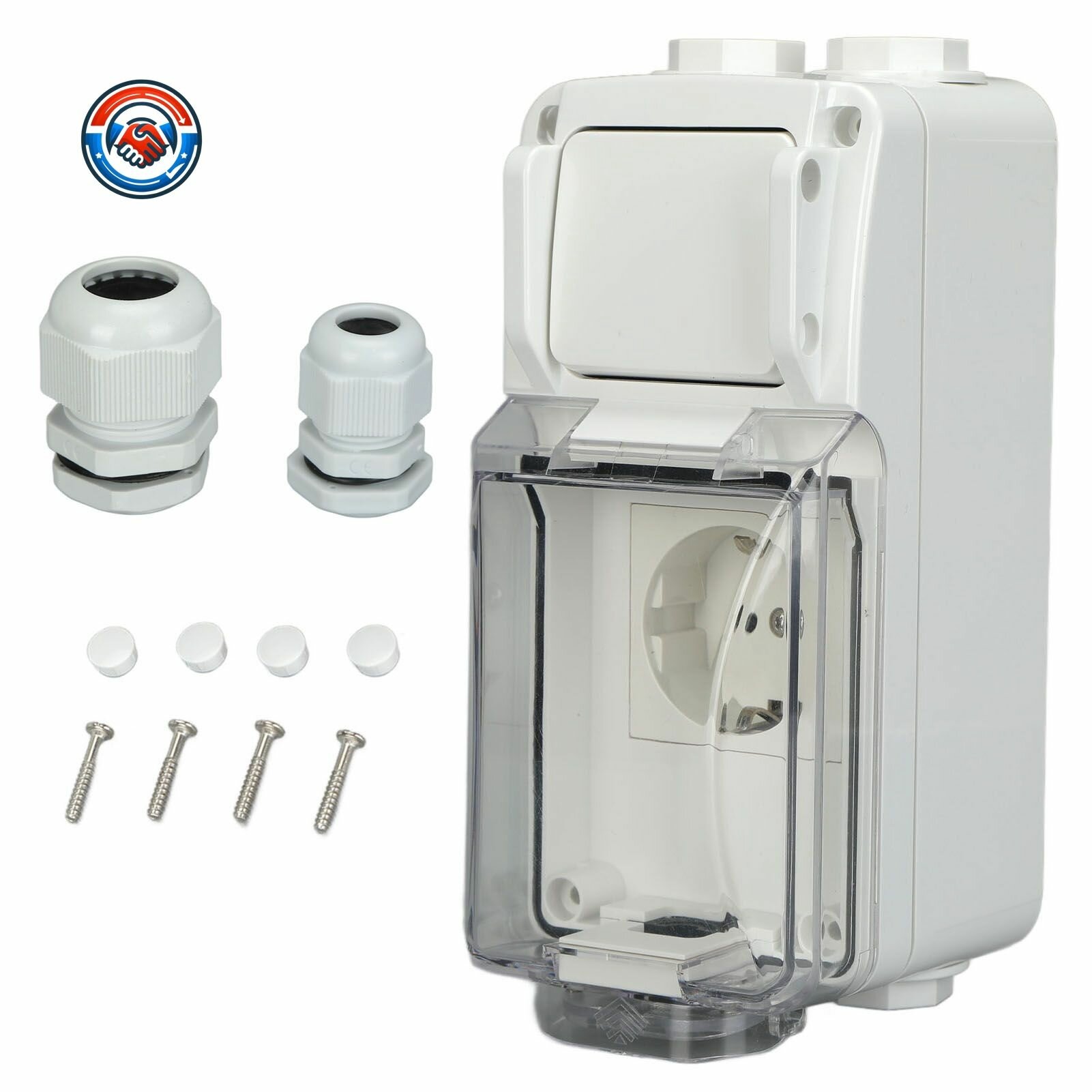 Набор электроинструмента, водонепроницаемая уличная розетка IP66 с выключателем и защитной крышкой, вертикальная установка для сада, гаража, мастерской и влажных помещений, 250 В 16 А, ударопрочный ABS-корпус