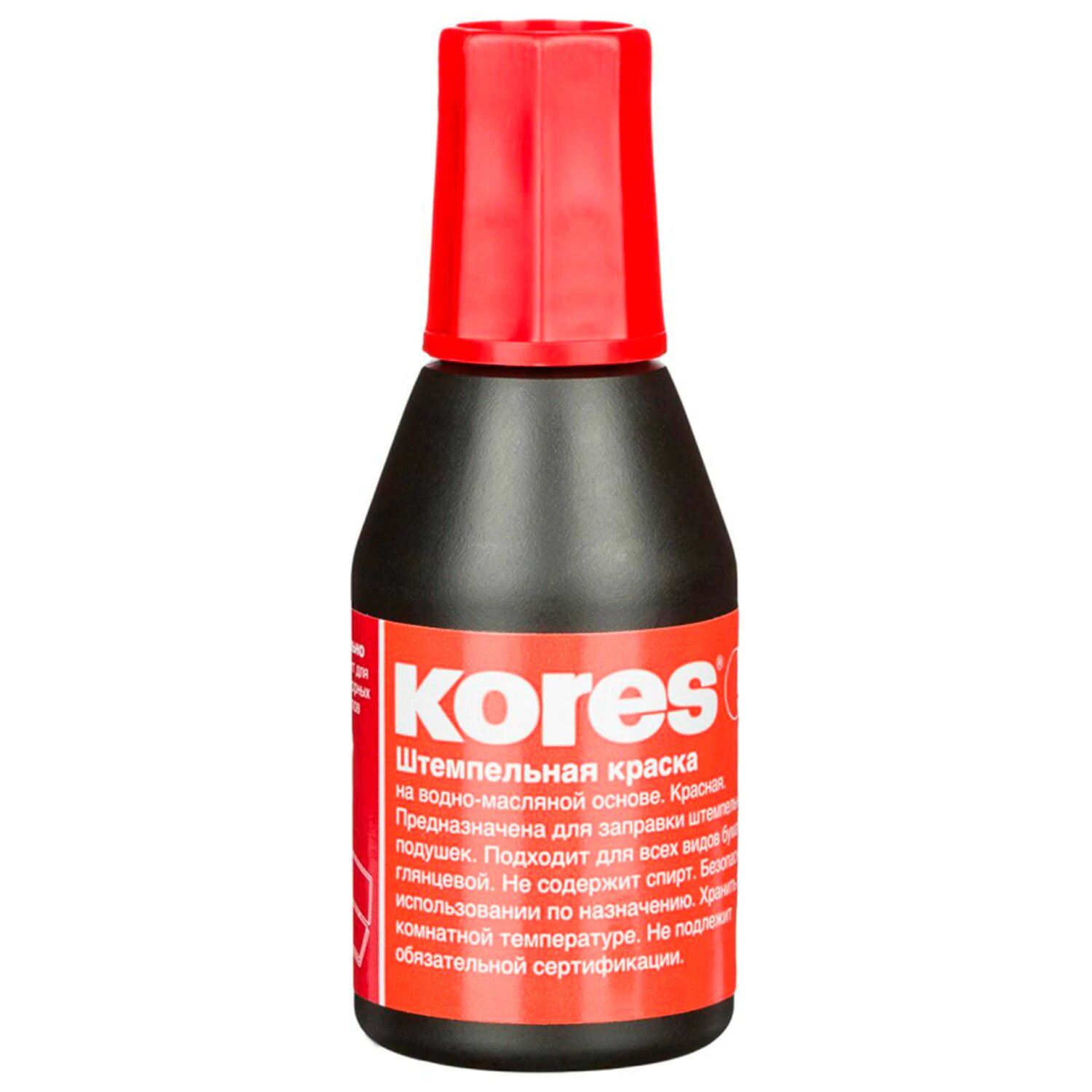 Краска штемпельная KORES красная 28 мл, на водно-масляной основе, 71324