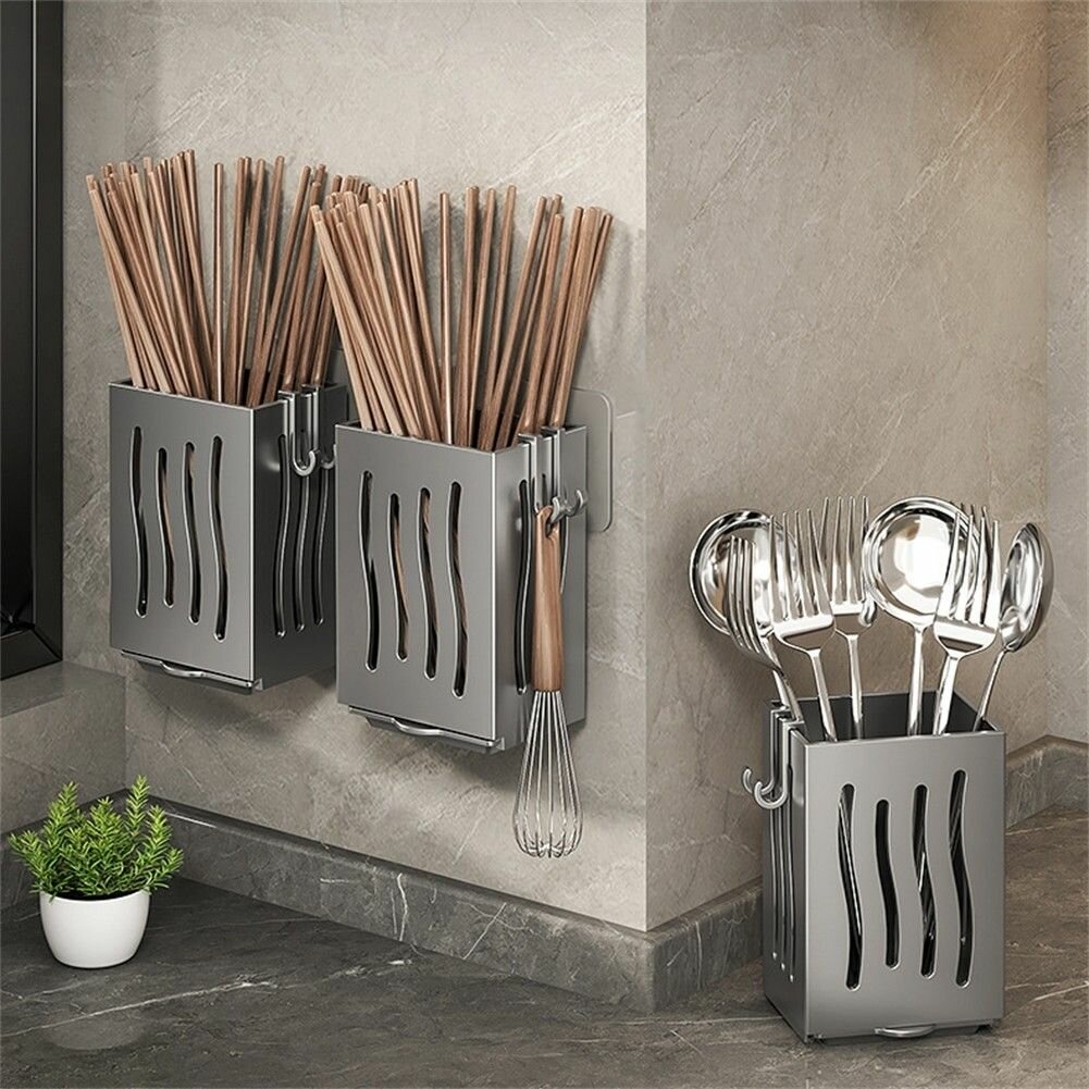 OZ-CRCC Настенная сушилка для кухни, держатель для столовых приборов, ящик для хранения с поддоном для сбора капель