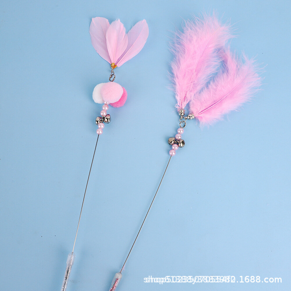 Оптовая сеть красная кошка фея дразнящая кошачья палочка два комплекта длинное перо стальной проволоки игрушка укус