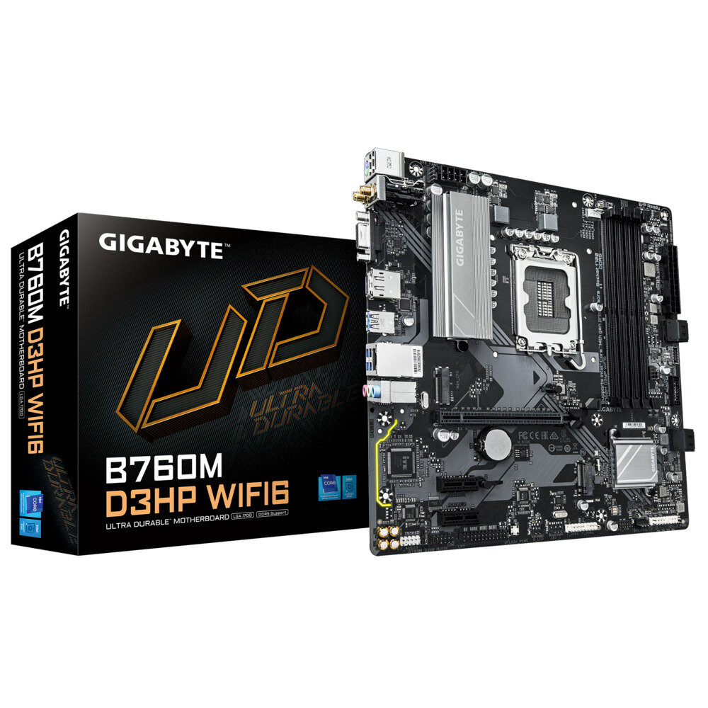Материнская плата Gigabyte B760M D3HP WIFI6, LGA1700, Intel B760, Micro-ATX, RTL (B760M D3HP WIFI6)