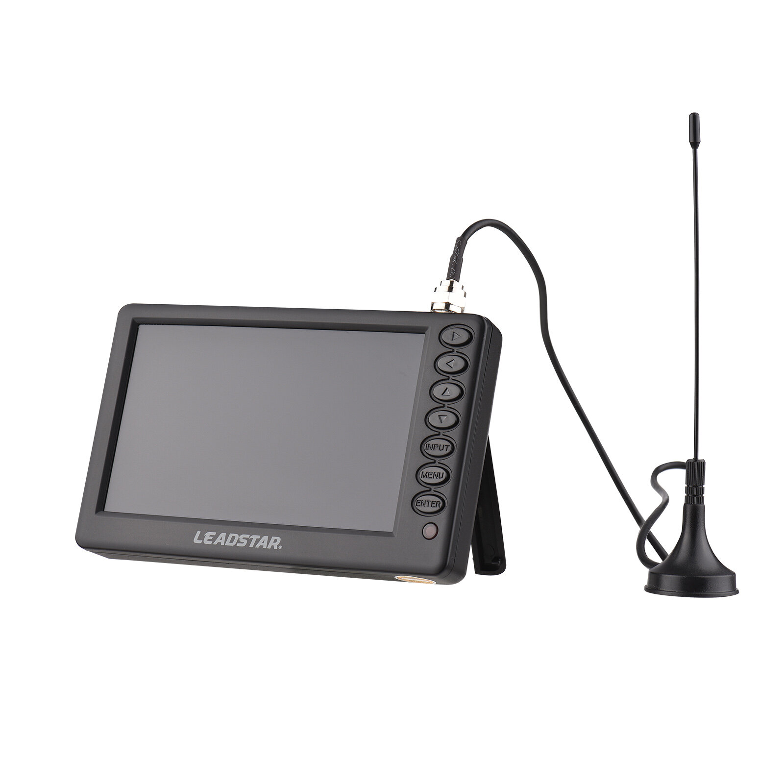 LEADSTAR D5 ATSC Digital TV Player 5-inch LED Screen 800*480 16:9 300:1 165 degree 8ms 18W rmvb avi mov mkv 3gp mp4 2W AC 100-240V DC 12V 1.5A 1500mAh 100-120 minutes Black 13.8*8.5*2.3cm 221g Portable Pocket TV Car Television Multimedia Player FM Radio