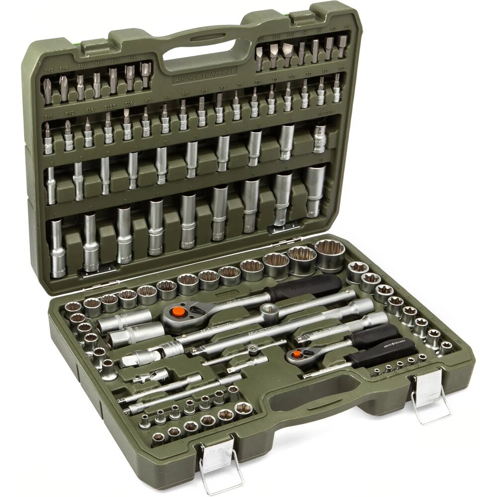 Набор, Дело, двенадцатигранных головок с принадлежностями Дело Техники 1/4", 1/2" 108 предметов