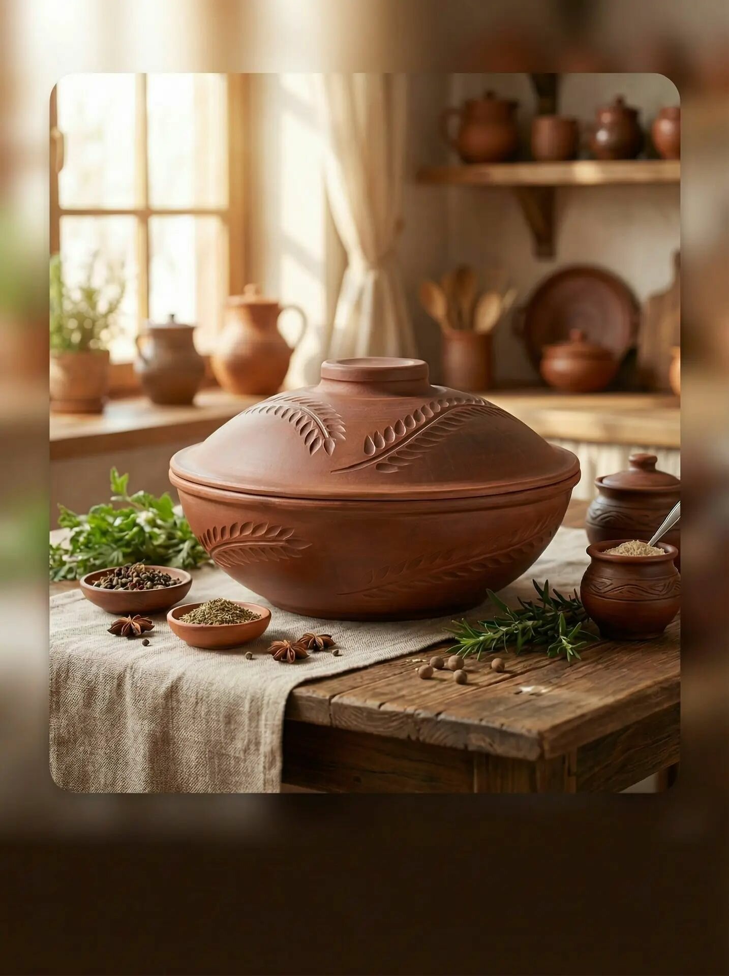 Жаровня 4л красная глина