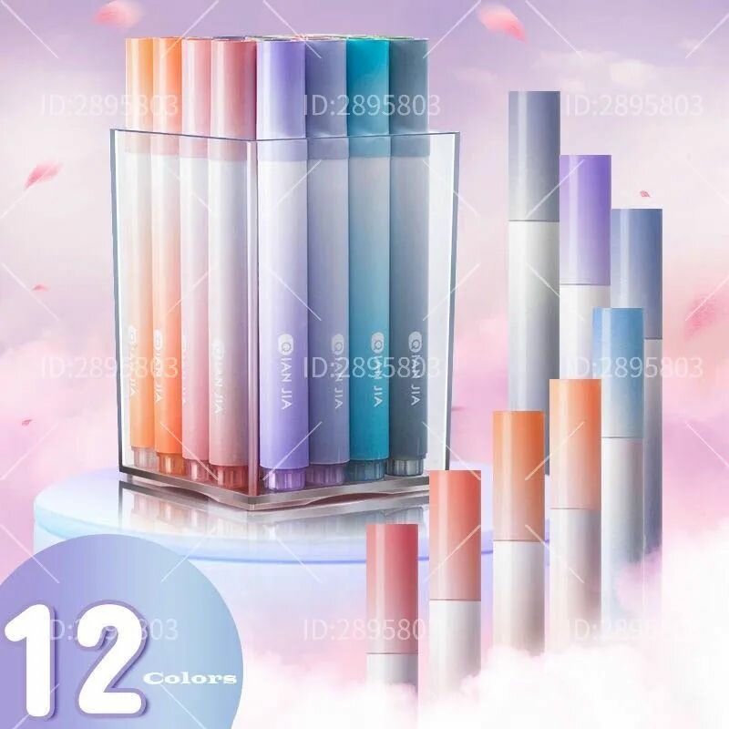 Акварельные ручки, толщина пера 1 мм, набор маркеров для текста, разноцветные, новогодний подарок, набор из 12 штук