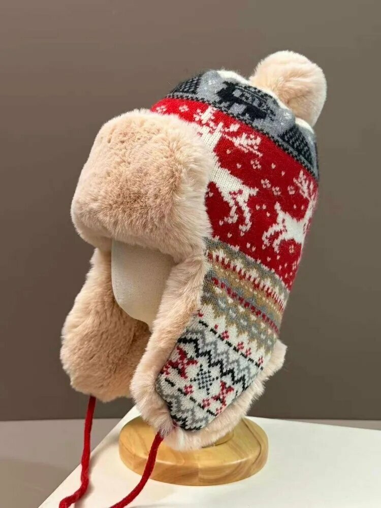 Симпатичная утолщенная шляпа оленя, защищающая уши, женская осенняя и зимняя теплая модная классическая шляпа