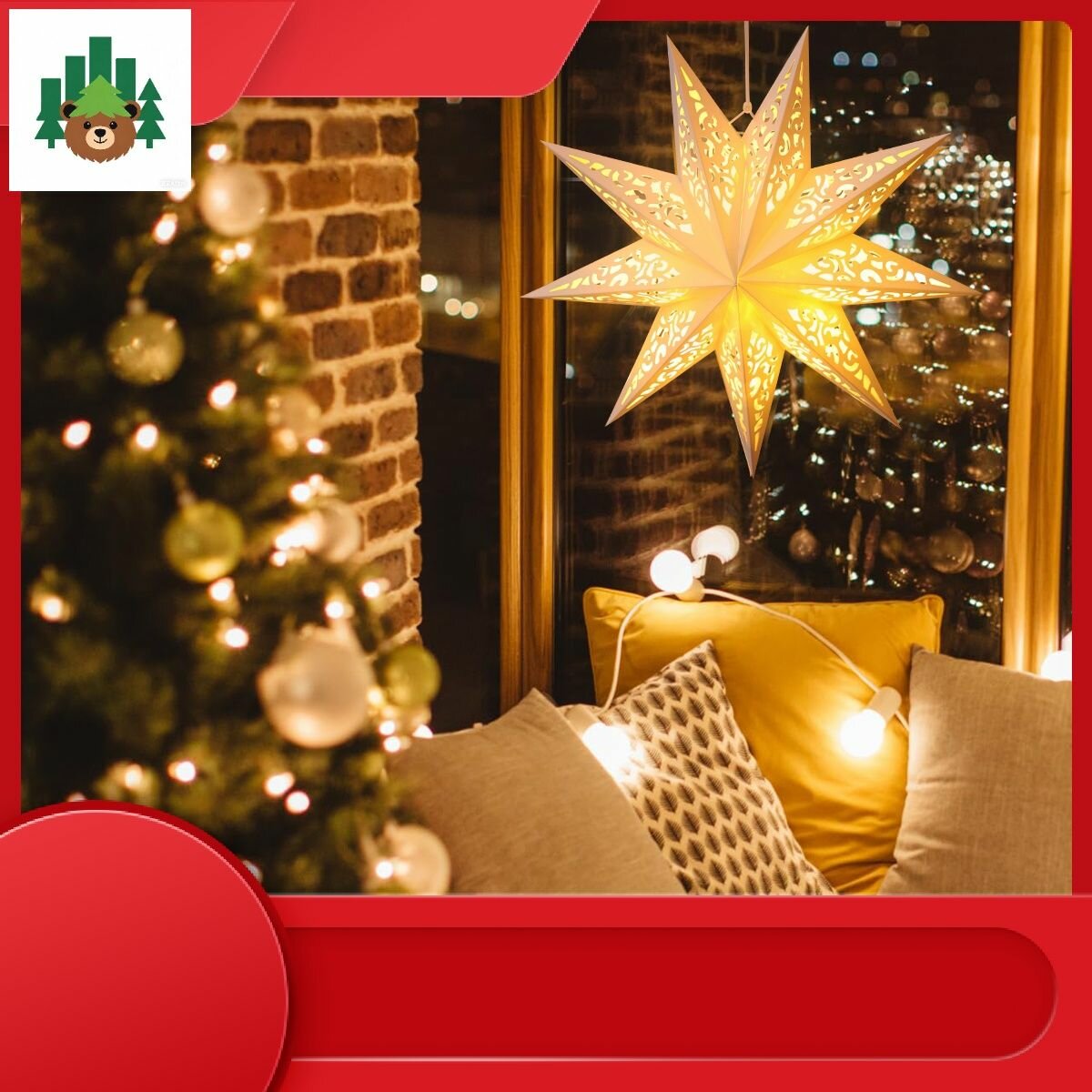 Абажур в виде звезды, рождественское украшение, Сделанный из бумаги полый, 45 см, 1 шт