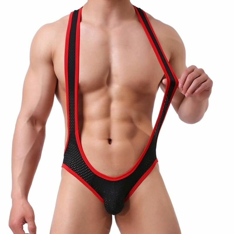 Мужское сетчатое джокстрап-боди, Черный - L