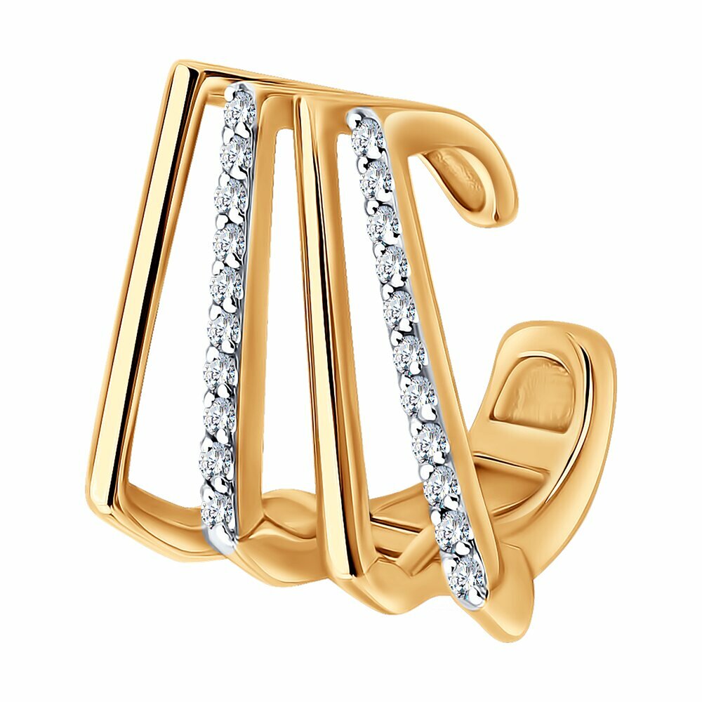 Моносерьга, красное золото, 585 проба, бриллиант