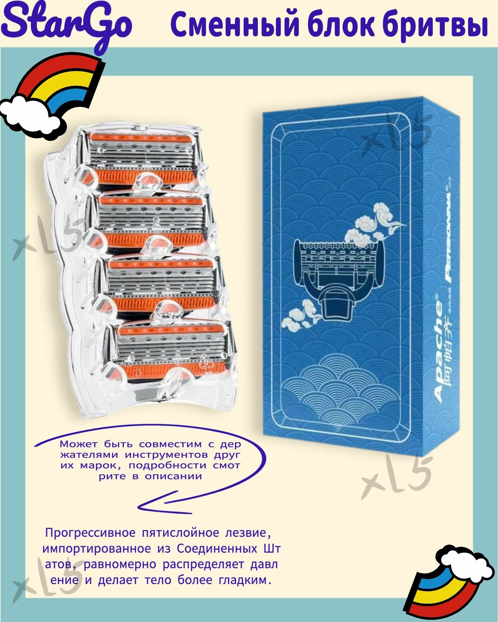 Сменный блок для бритвы, подходящий для хвостовика HYMM Amway, 4 шт