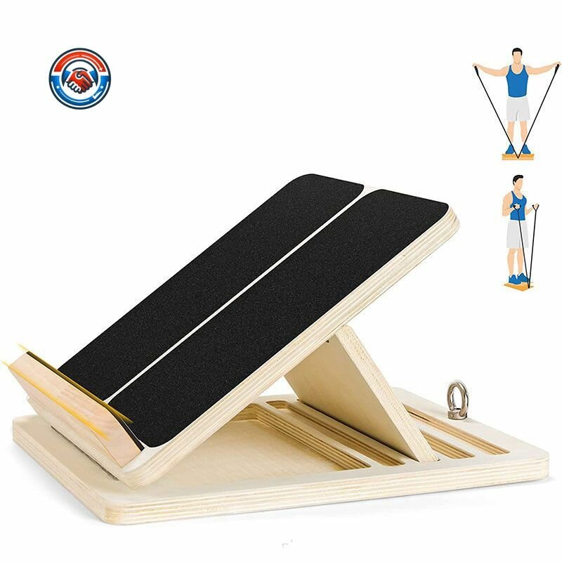 Мини-тренажёр для растяжки голени икроножных мышц, деревянная регулируемая наклонная доска 38х30 см, 5 углов наклона, антискользящее покрытие, подарок для фитнеса и восстановления после тренировки