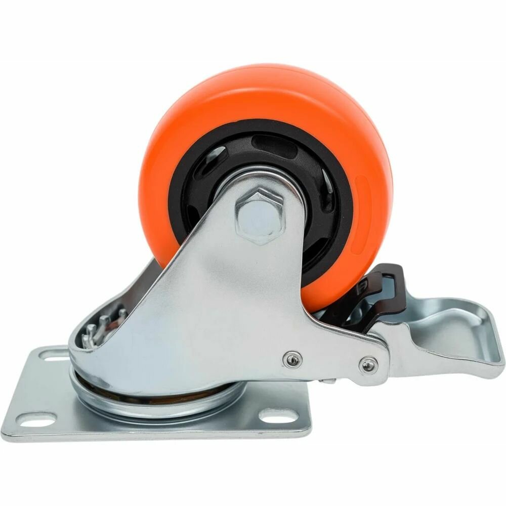 Колесо промышленное поворотное с тормозом с шариковым подшипником 75мм ПУ/пластик Gigant G-04-09-44