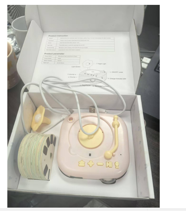 Детский Фонограф с 60 Обучающими Карточками Toddle Story Музыкальный проигрыватель С Функцией Записи и Окружающим Освещением Музыкальная Сенсорная Игрушка для Мальчика и Девочки Дошкольного Образования День Рождения 3-6 Лет