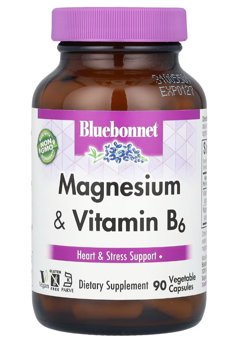 Bluebonnet Nutrition Magnesium Plus B6 (Магний плюс B6) 90 капсул