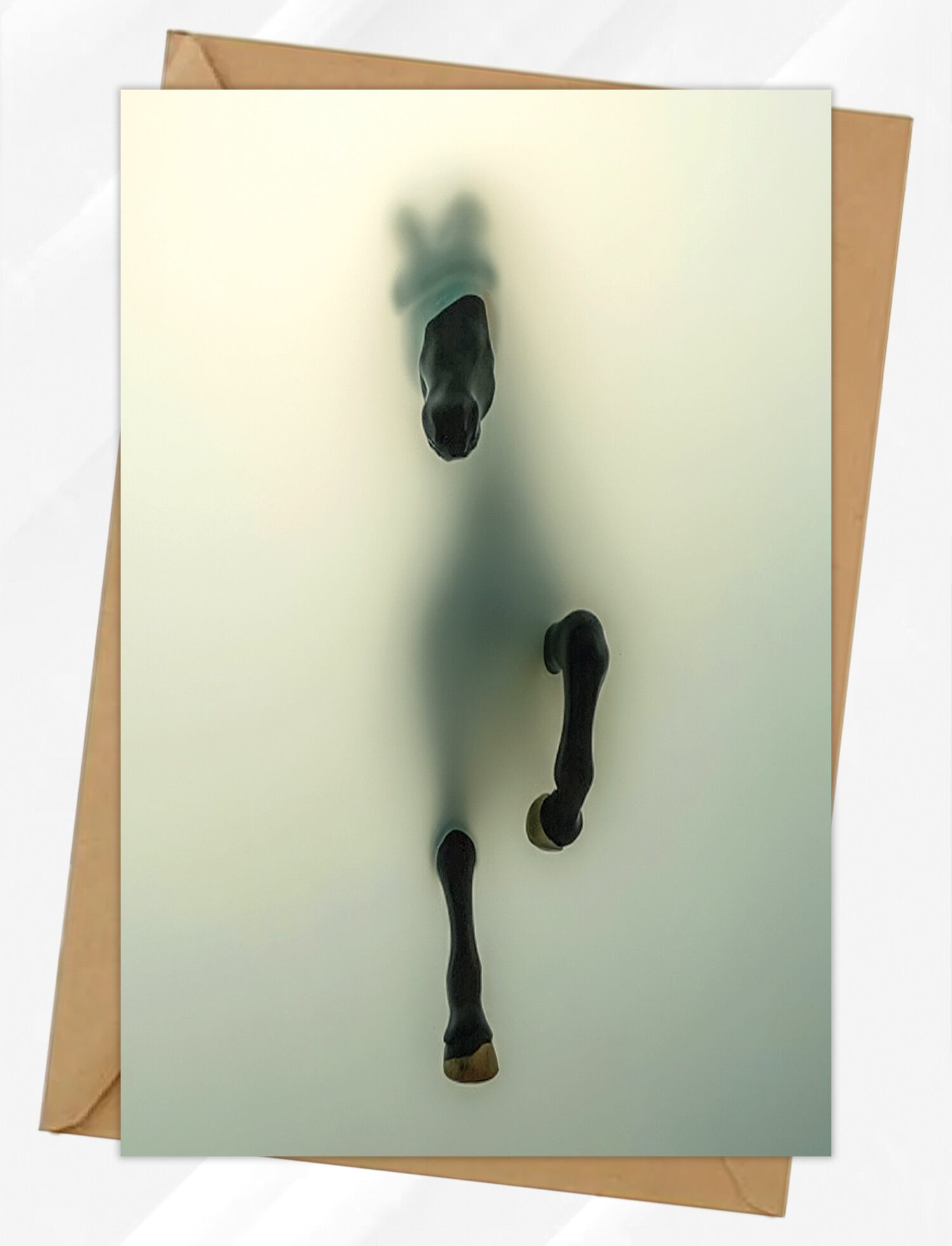 Открытка "Лошадь" (подходит под рамку 10х15см, линовка, подставка)