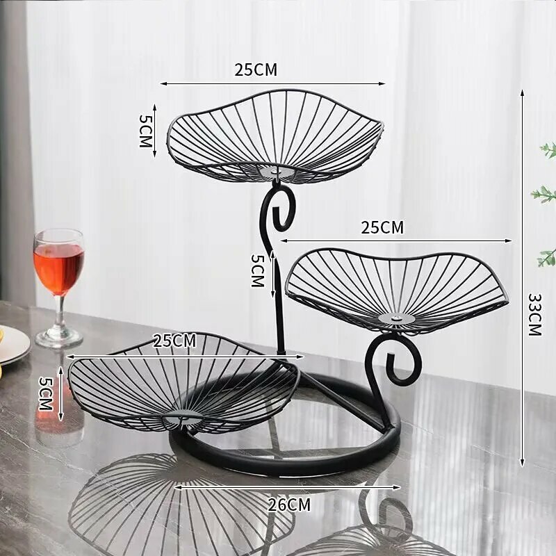 Фруктовница металлическая, квадратная, черная, для фруктов, диаметр 25см, 1шт