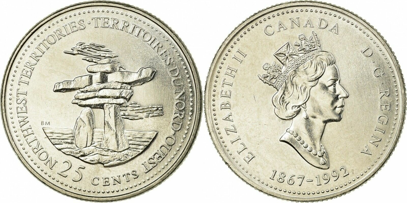 Канада 25 центов, 1992 Северо-Западные территории