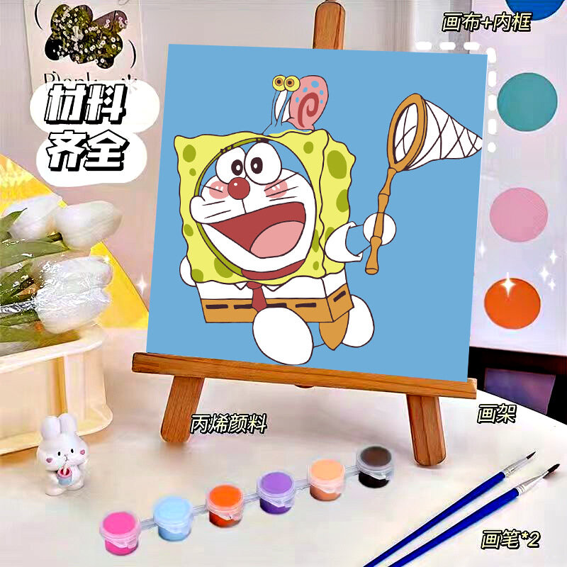 Цифровая картина маслом 20*20, аниме, раскраска маслом, ручная роспись маслом, декор для спальни.