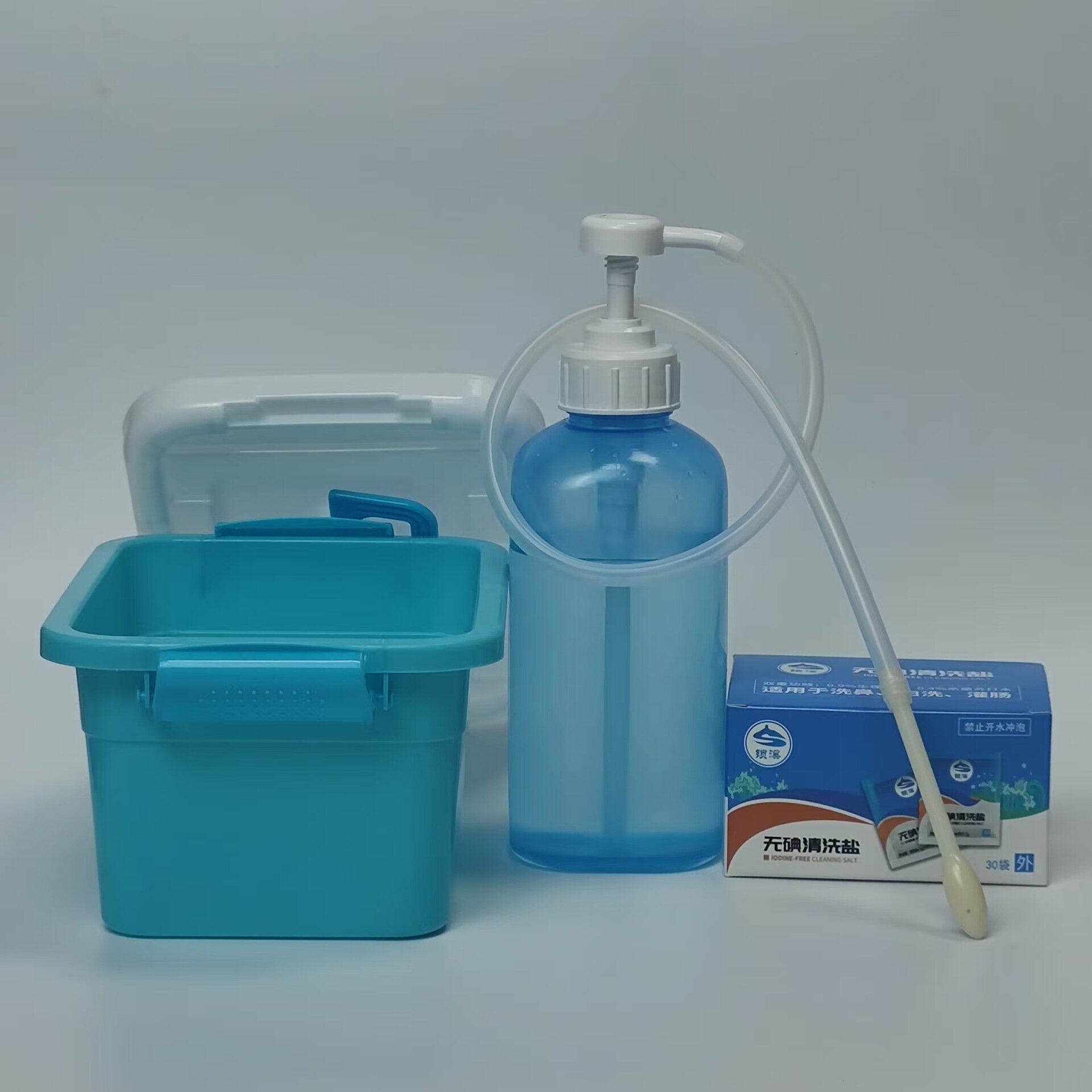 Задний очиститель клизмы лесбиянок Набор ирригаторов для клизмы*1+соль 30 пакетиков+коробка для хранения