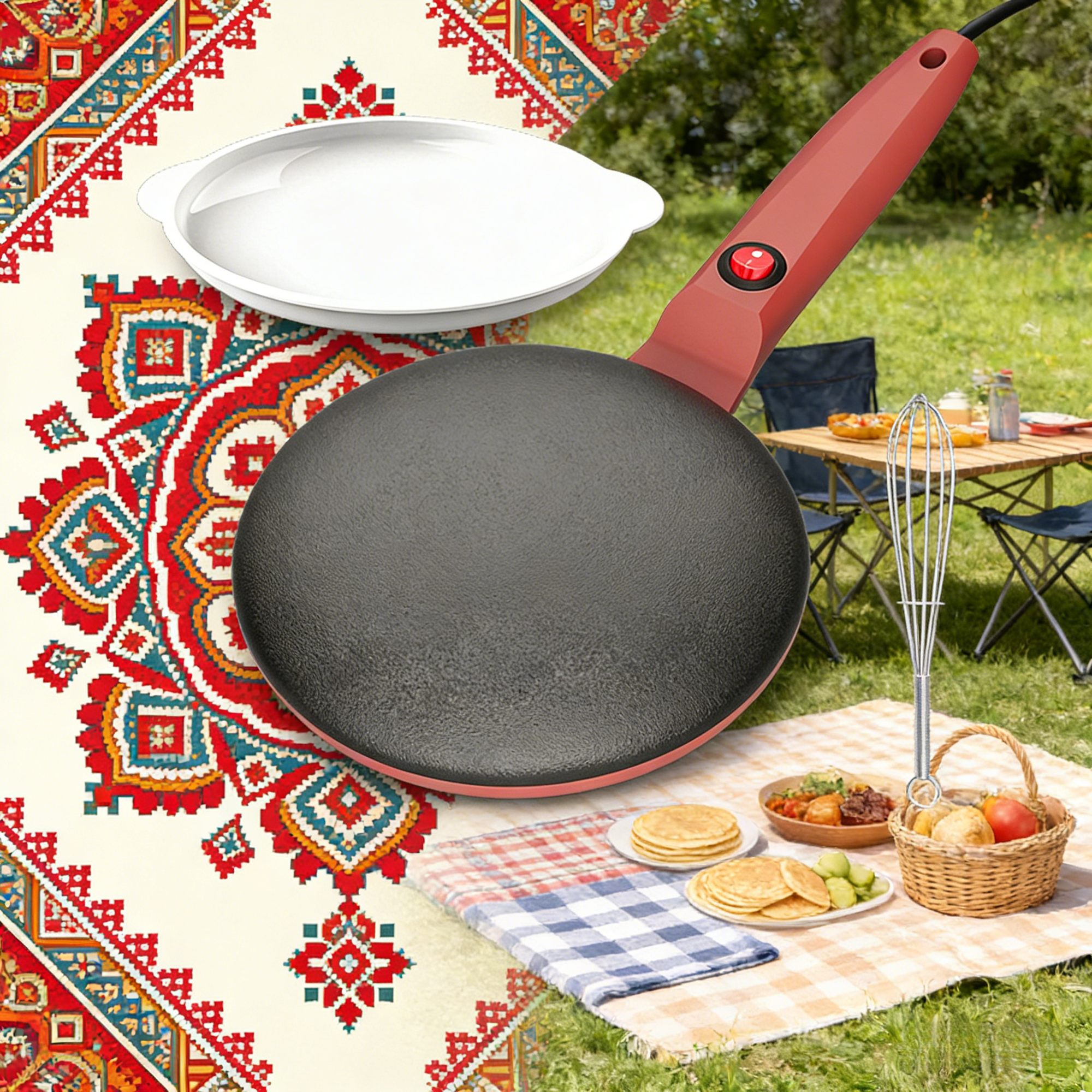 【Масленица 2026】Блинница 15 секунд - 2 в 1 (блины/гриль), антипригарная, 6 цветов, экономичная