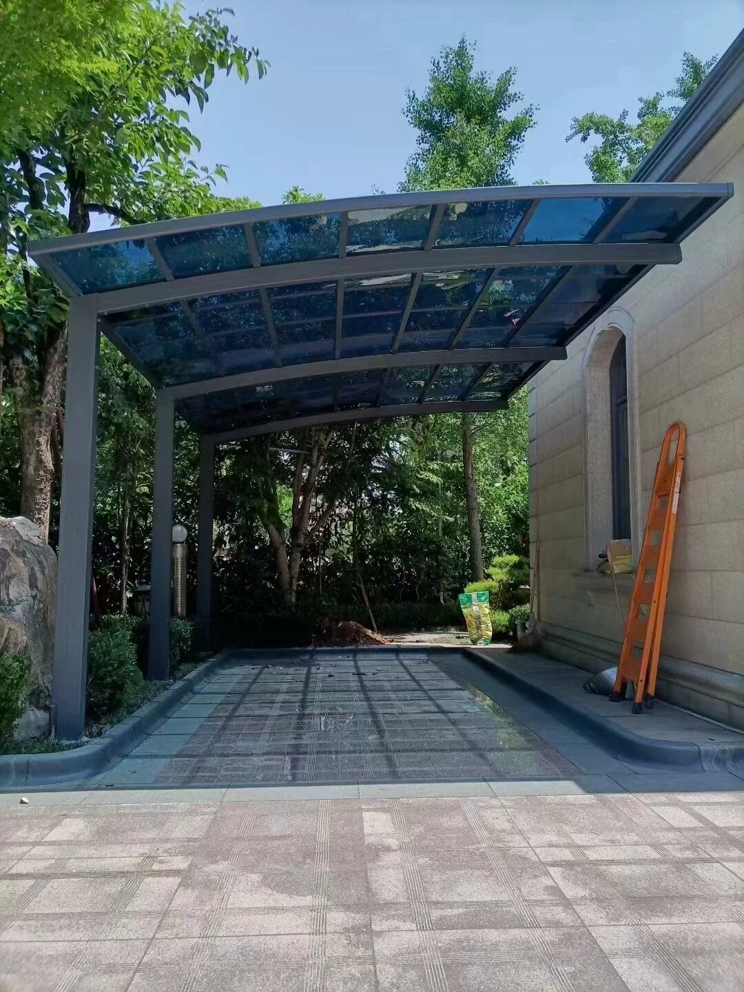 Односторонняя автомобильная навес из алюминия и акрила от 12 кв. м, влагостойкий навес для террасы или гаража