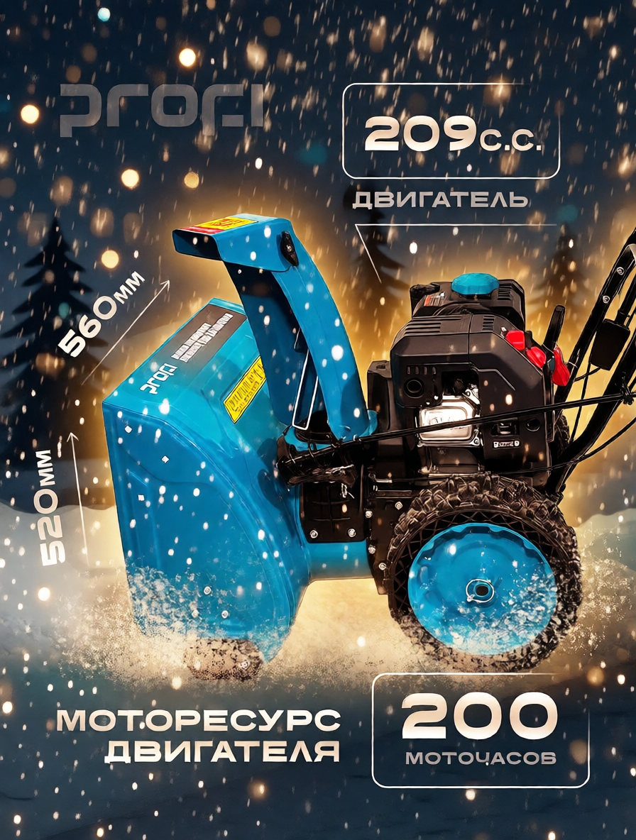 Машина снегоуборочная бензиновая PROFI СМБ-7.0/560/520EFP 7л. с. 560мм