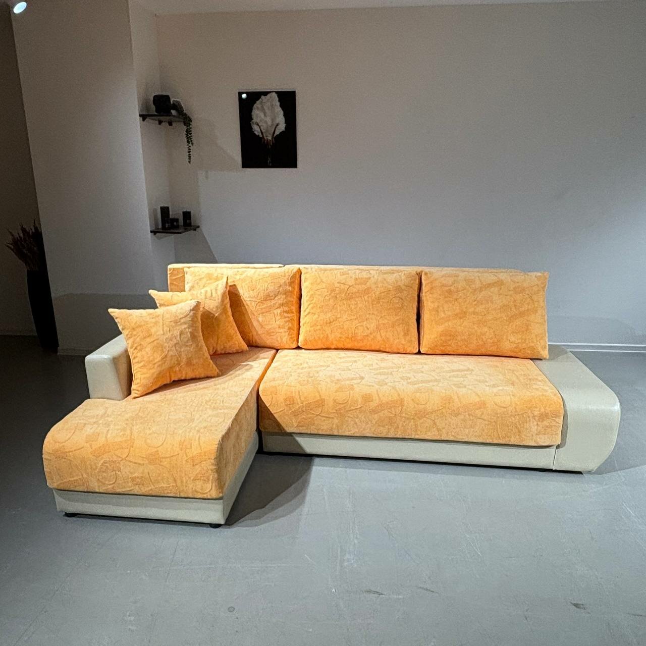 Диван, Диван-кровать Олимп-1 угловой, жёлтый kenzo, механизм еврокнижка, правый угол 220х138х76 см