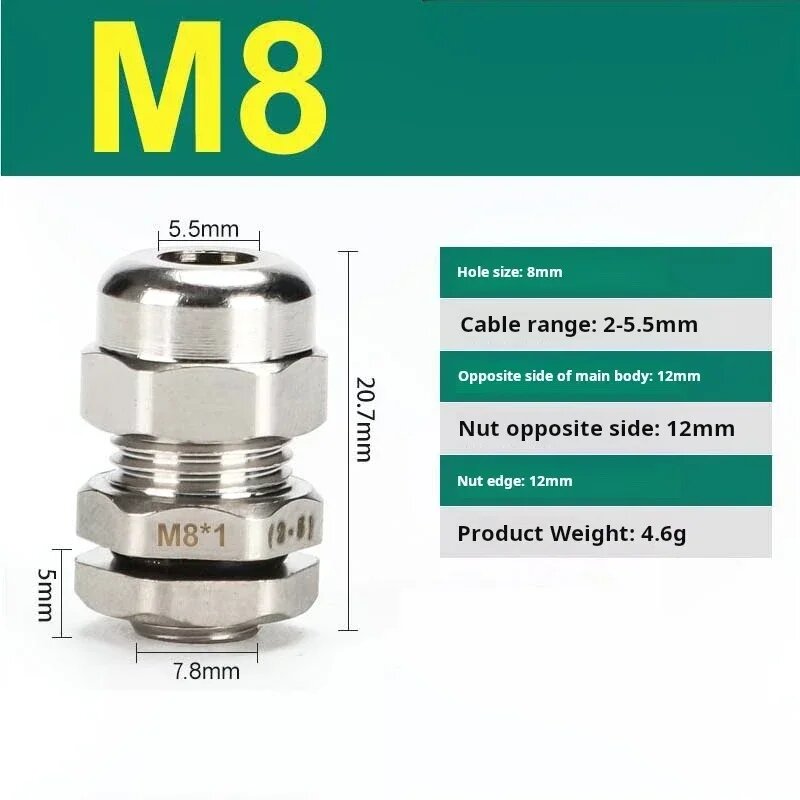 10 шт. кабельный ввод из нержавеющей стали IP68 PG7 PG9 PG11 M6 M8 M10 M12, кабельный разъем для M8