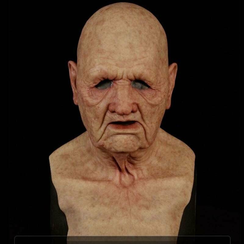 Кросс-бордерная имитация маски латекса для дедушки и бабушки, Хэллоуин, голова старика, ужас, смешной парик, головной убор, реквизит