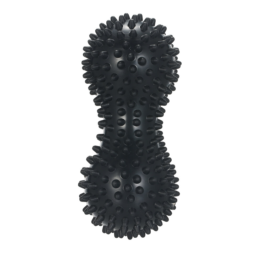 1PC Массажный мяч для йоги и фитнеса в форме арахиса для снятия стресса с тела, расслабления мышц, с шипами для стопы, тела, рук и стоп, материал PVC, черный цвет, размер 150x70x70mm, вес 77g