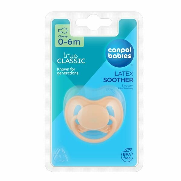 Соска-пустышка латексная круглая кремовая 0-6мес. Сlassiс Babies Canpol/Канпол