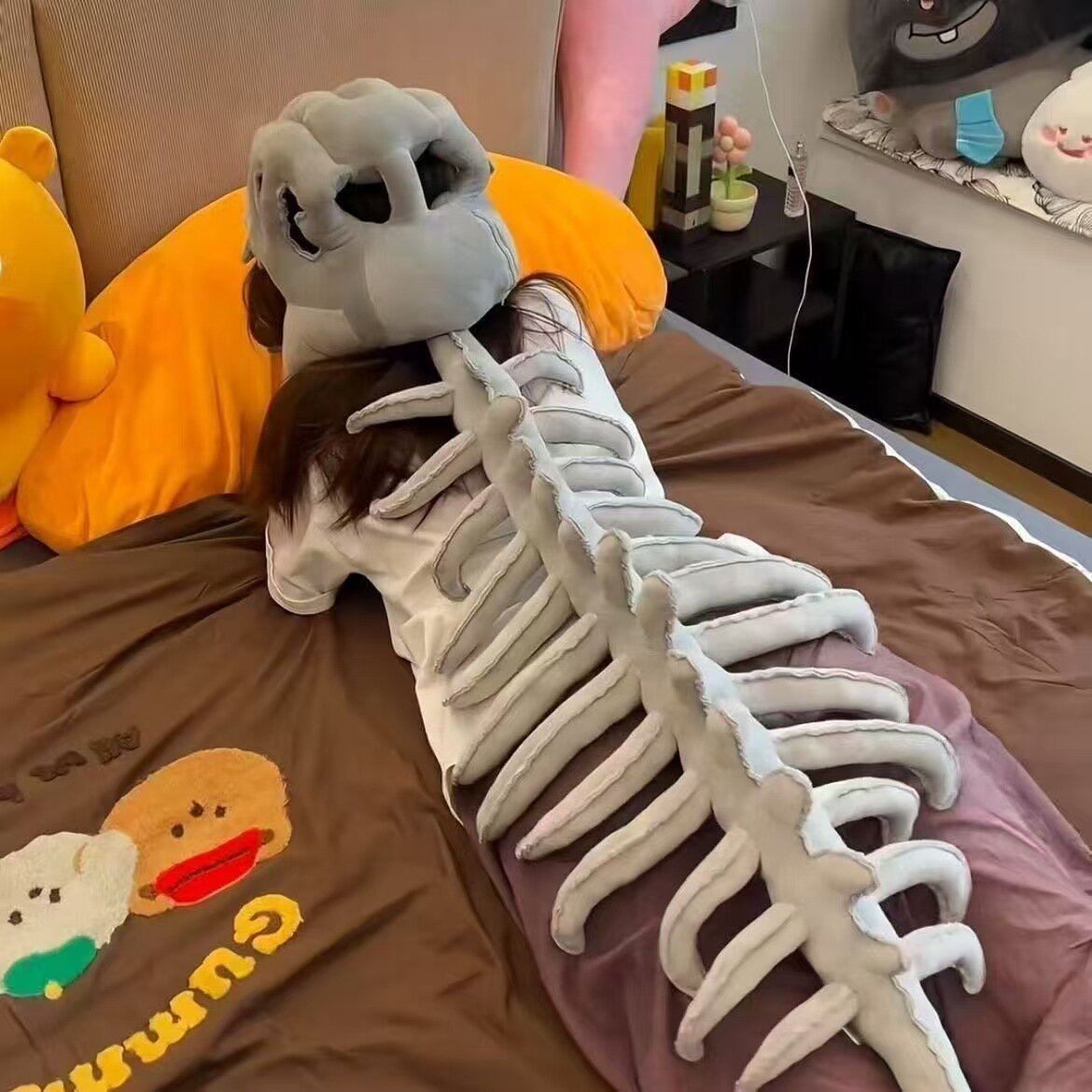 Забавный головной убор в виде скелета динозавра, головной убор из скелета китайского парка динозавров, плюшевая игрушка, шляпа, творческая игрушка для детей