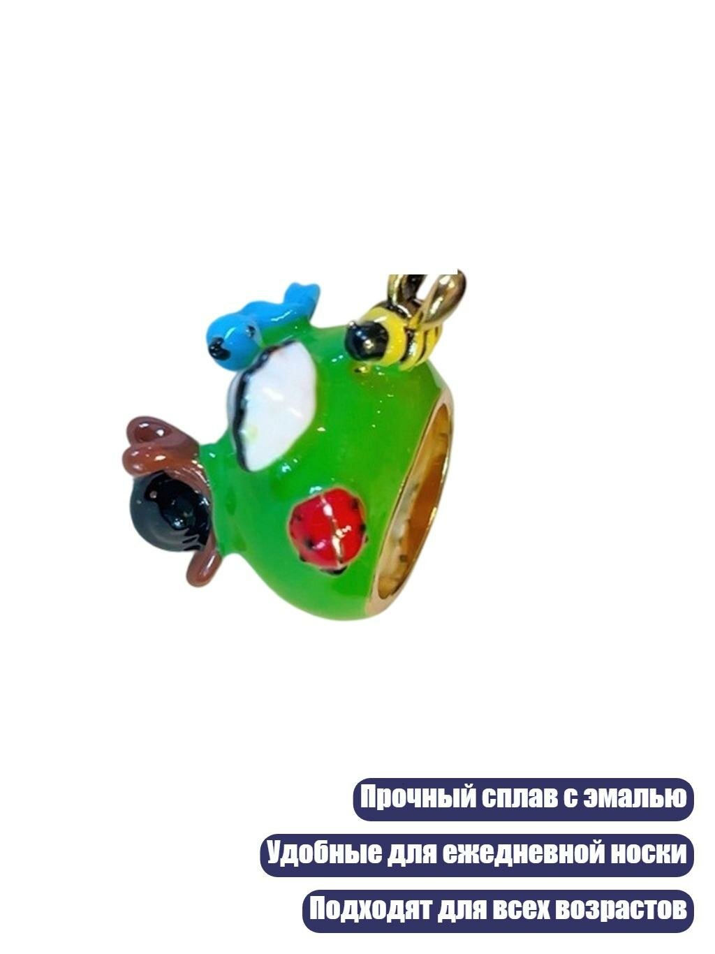 Зелёные кольца-лягушки, стопка, из сплава, лягушка