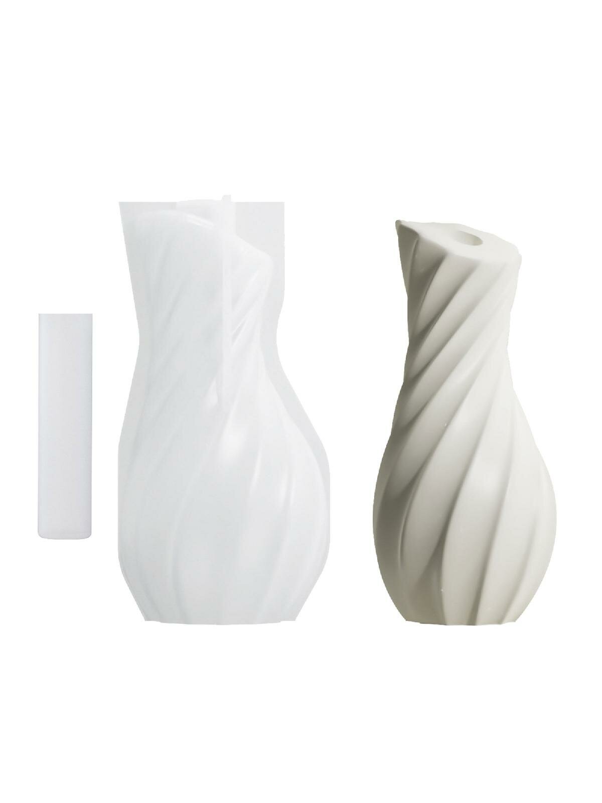 Полосатые силиконовые формы для ваз для цветов из цемента, гипса, силикона