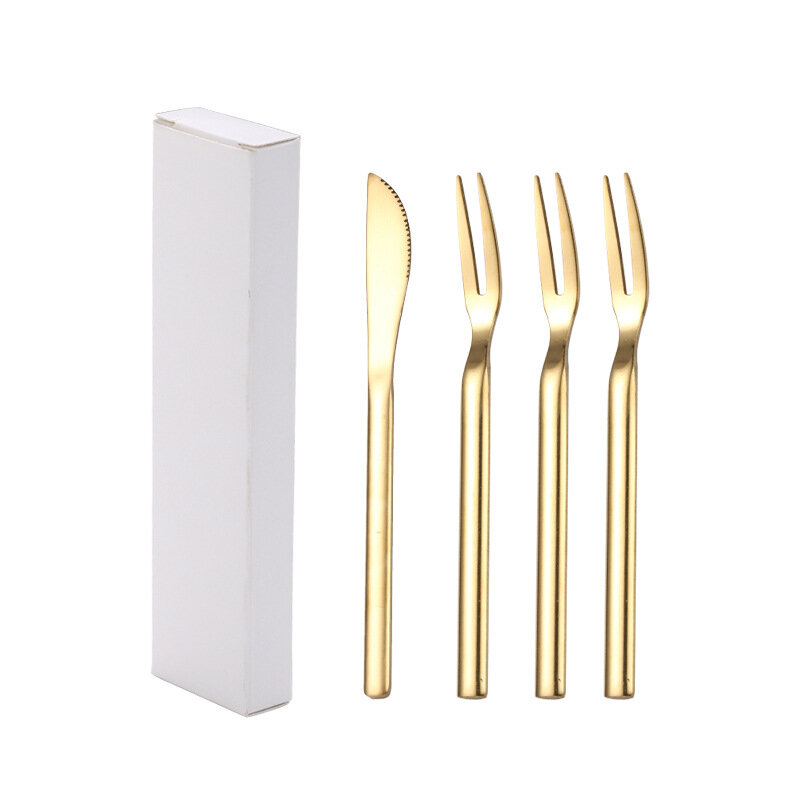 Набор столовых приборов из нержавеющей стали 304: вилка для фруктов, вилка для десертов, вилка для торта, двухзубчатый