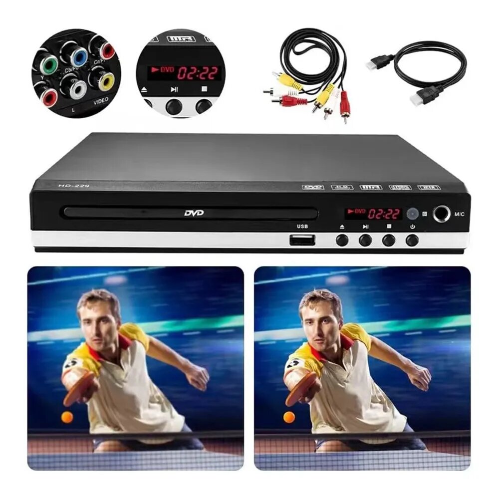 Проигрыватель DVD для дома, черный цвет, 1080P, все регионы — фото 1