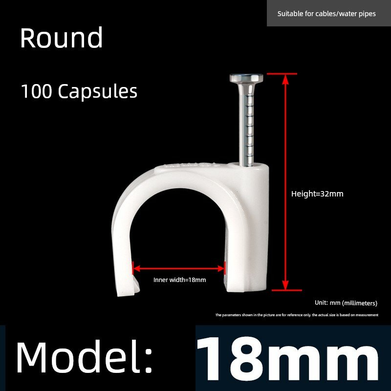 Круглый кабельный зажим для настенного крепления, диаметр 18 мм, упаковка 100 шт. для управления кабелем, внутреннее