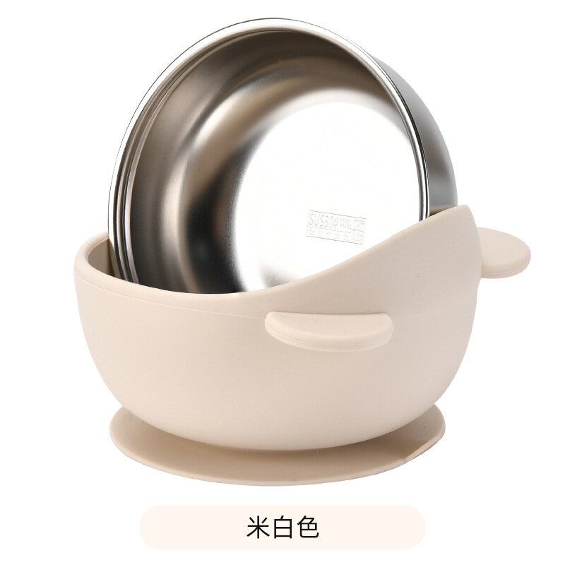 Детская посуда для прикорма, миска, тренировка для малышей, тарелка из нержавеющей стали, вилка, ложка, чашка с утиным носом, набор из 6 предметов, товары для мамы и ребенка