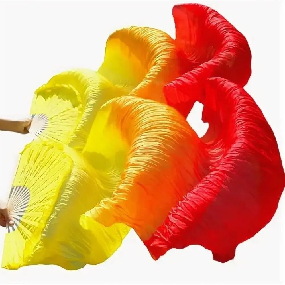 Веер-вейл для танцев 2 шт 57см х 1,2м №3, желтый+св. оранжевый+красныйL