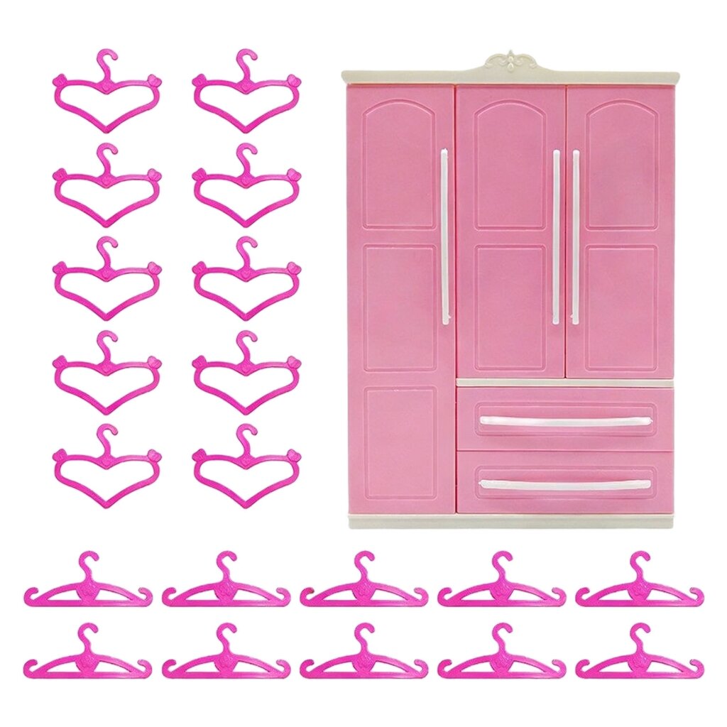 Набор Интерактивного Кукольного Гардероба с 20шт Вешалками для Одежды для Детей, Играющих Понарошку, и Решением Для хранения Вещей между Родителями и Детьми
