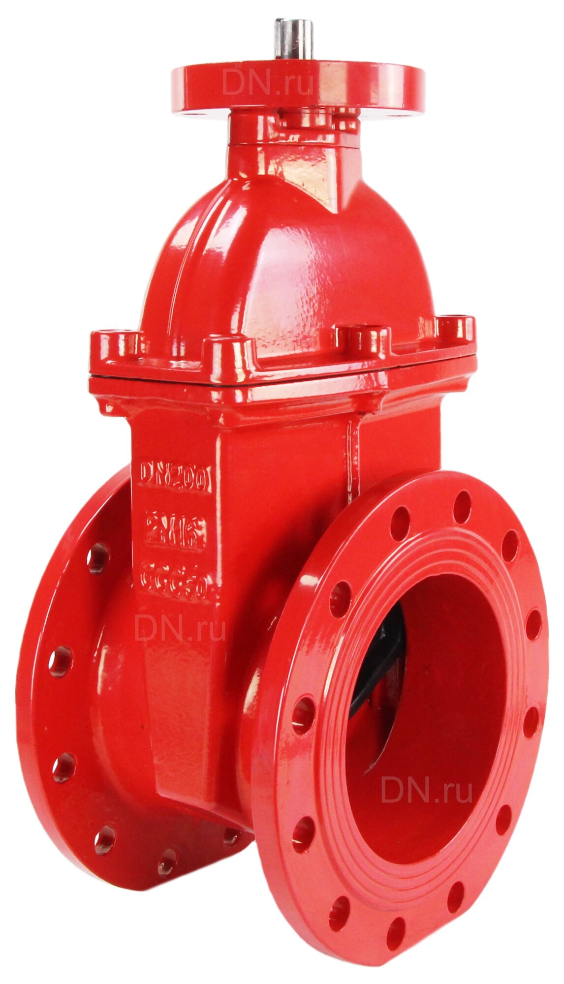 Задвижка клиновая 30ч939р красная DN. RU-200-16-GGG50-EPDM-F4-RED Ду200 Ру16 корпус - чугун GGG50, крышка - чугун GGG40, обрезиненный клин - EPDM, для воды, T110-120°C, фланцевая с ISO-фланцем под электропривод, L=230 мм, шток 26, шпонка 8, F14