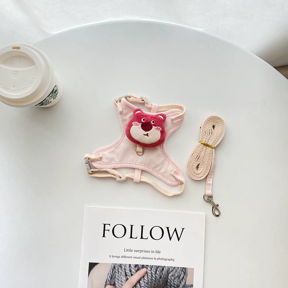 Pink Pet Leash for Small Dogs, Puppies, Cats, Teddy, Bichon, Pomeranian, Harness-Style Dog Walking Leash Pink